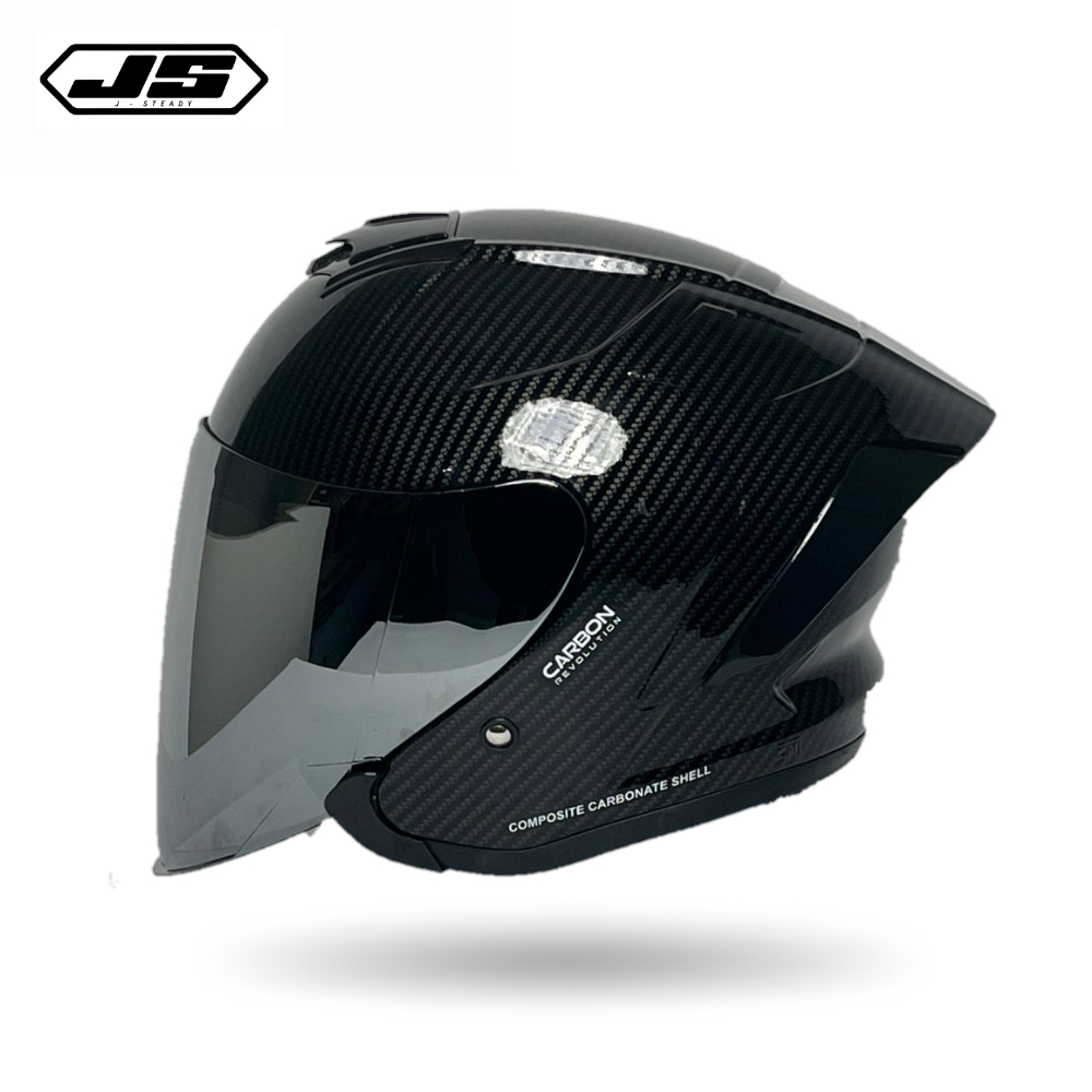 Jual Helm JS Armor Ori Motif Carbon Glossy / Half Face Helmet Cowok ...