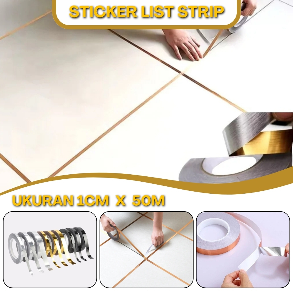 Jual Stiker List Plat Lis Strip Mirror Silver Bahan PVC Stainless ...