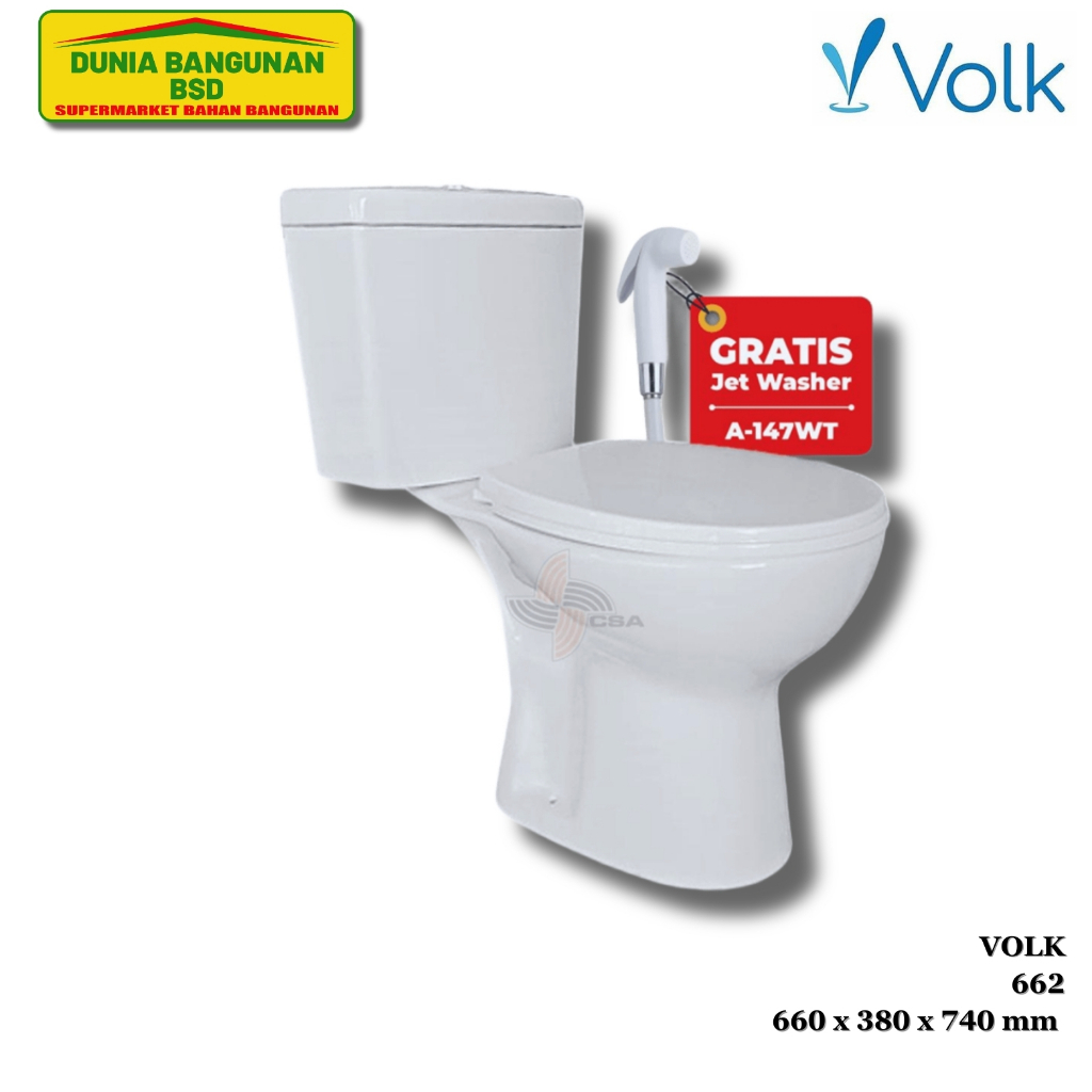 Jual VOLK Kloset Duduk Volk 662R Free Jet Shower A147 Putih Toilet ...