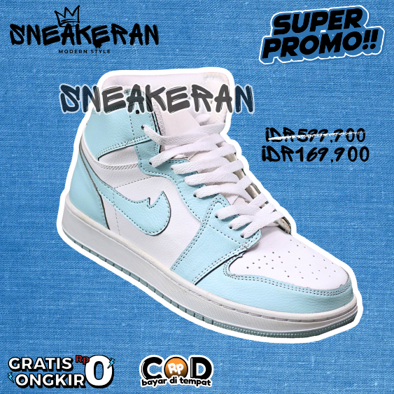Jual PROMO Sepatu Wanita Sneakers JRDN High Ice Blue Unisex Pria Wanita ...
