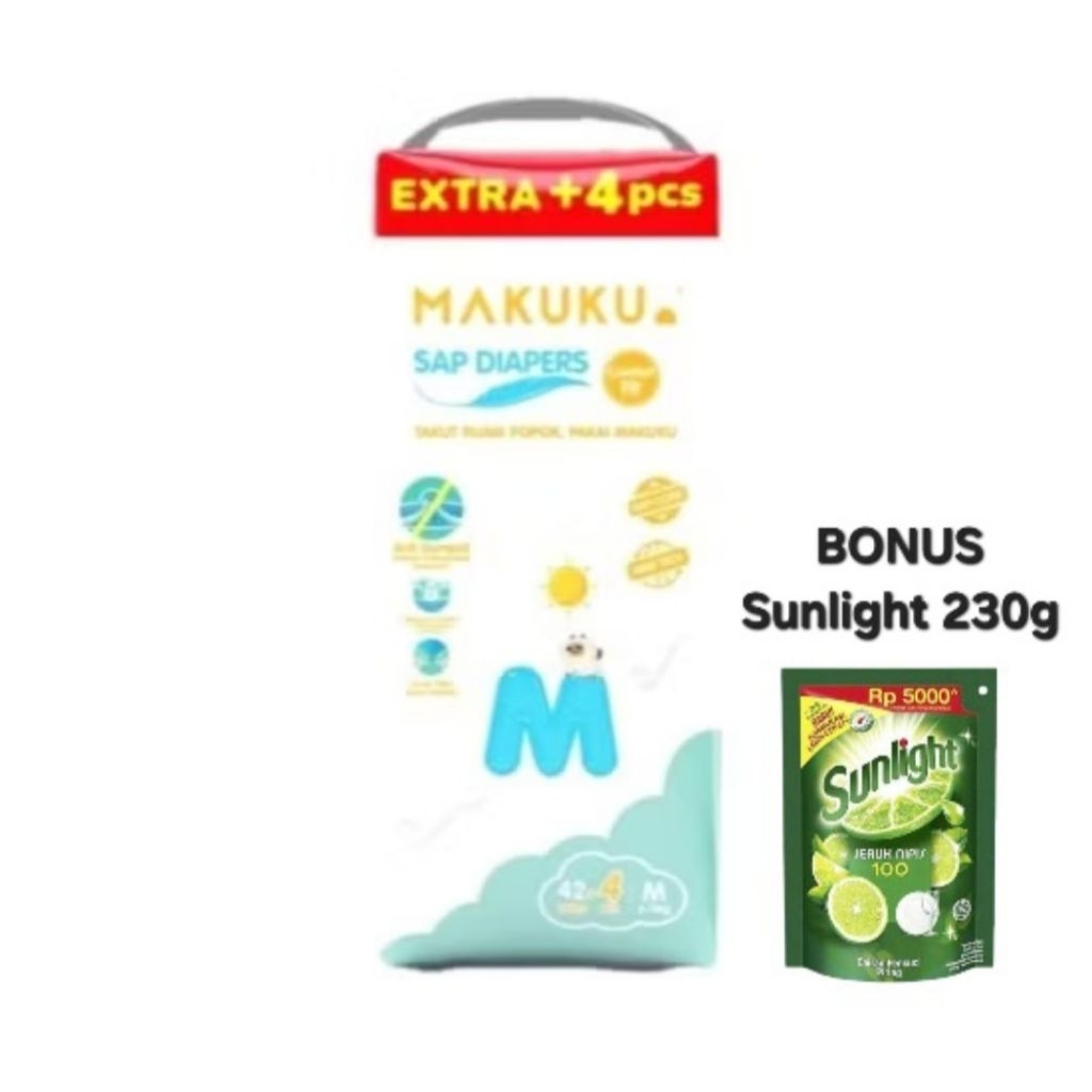 Jual Makuku SAP Diaper Comfort Fit M42+4 +Sunlight 230g L40+4 XL38+4 ...