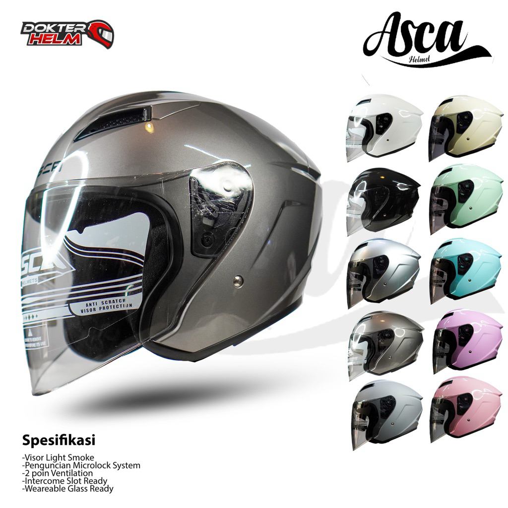 Jual Helm ASCA X5 SERIES SINGLE VISOR LIGHT SMOKE - Helm half face asca ...