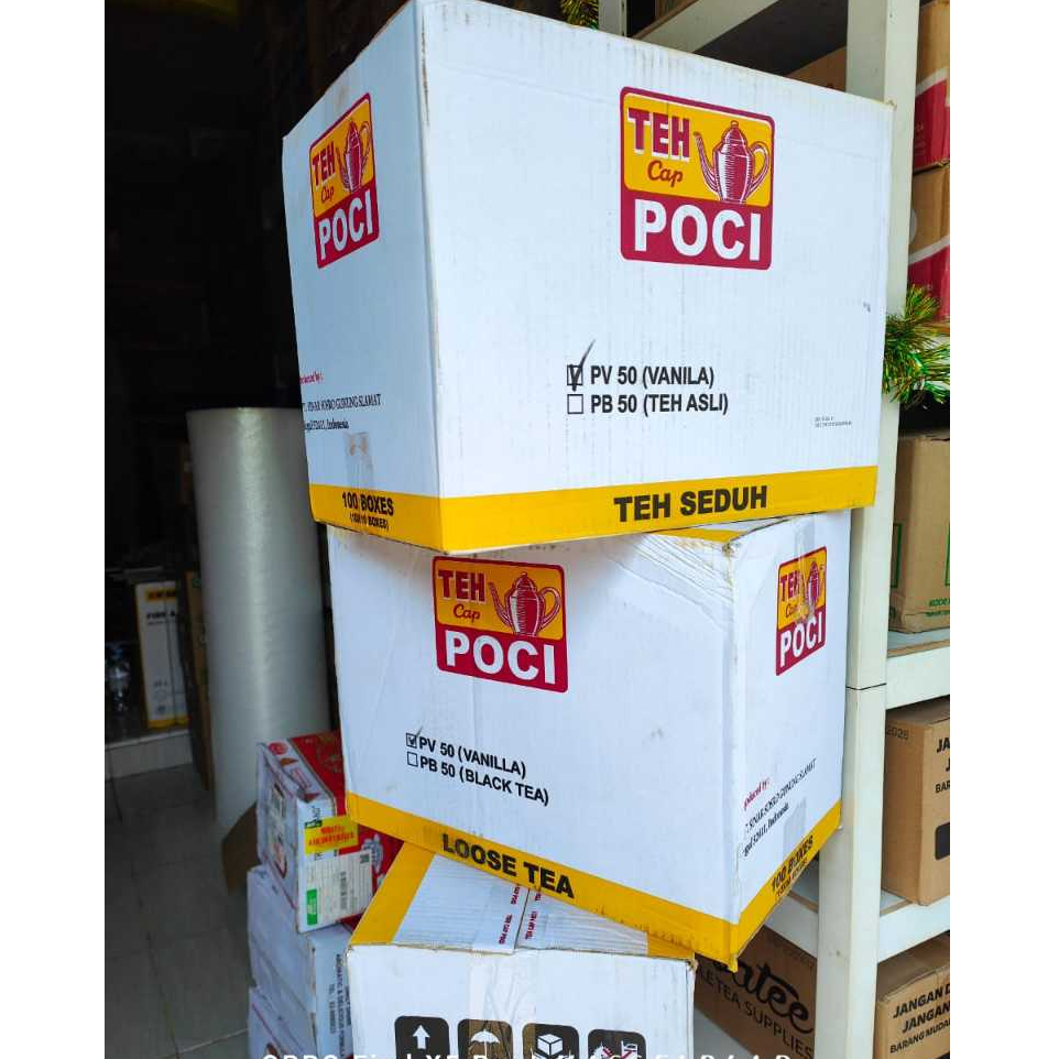 Jual 1 Karton Teh Cap Poci Vanilla 50gr (10x10 Boxes) | Shopee Indonesia