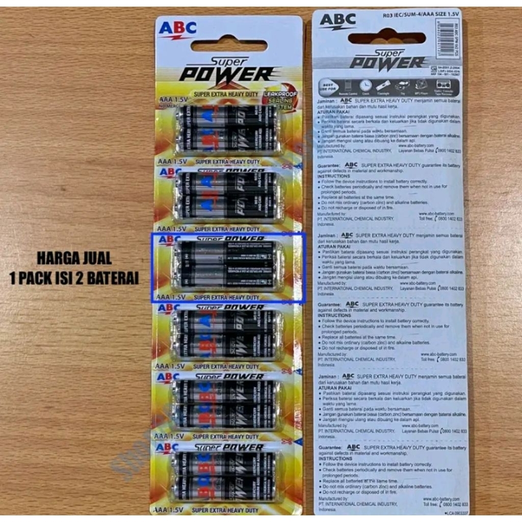 Jual Baterai ABC A2 A3 Hitam Original Asli Metal 2 buah pcs /Sepasang ...