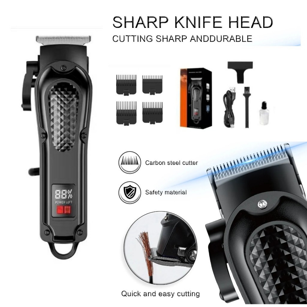 Jual Alat Cukur Elektrik LCD Hair Clipper USB Rechargeable Cordless ...