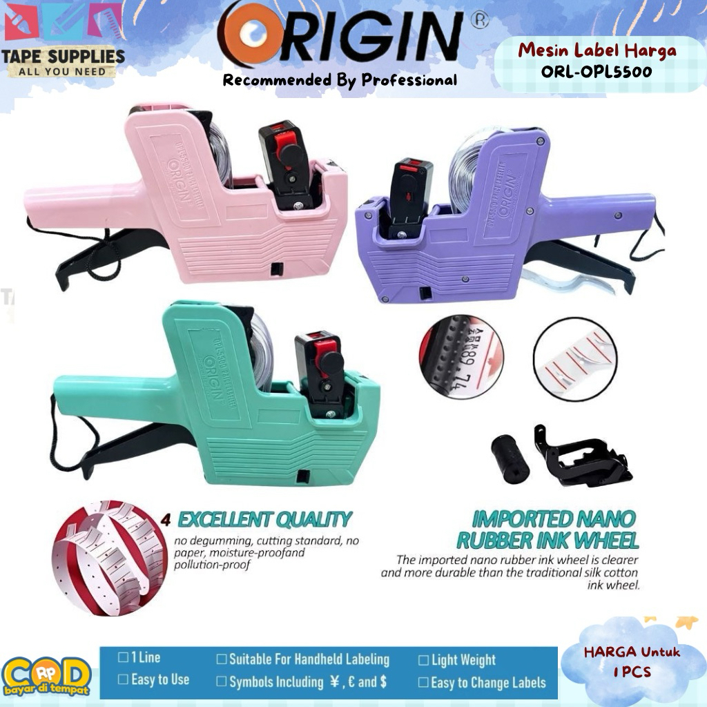 Jual Mesin Label Harga ORIGIN ORL-OPL5500 | Tag Gun 1 Line + Ink Roller ...