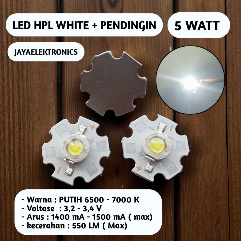 Jual LED HPL 5 W warna putih + PENDINGIN GRADE A per 1 PCS - HPL 5 W ...