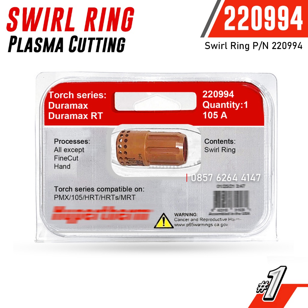 Jual 220994 Swirl Ring Plasma Cutting Hypertherm Powermax 45XP 65 85 ...