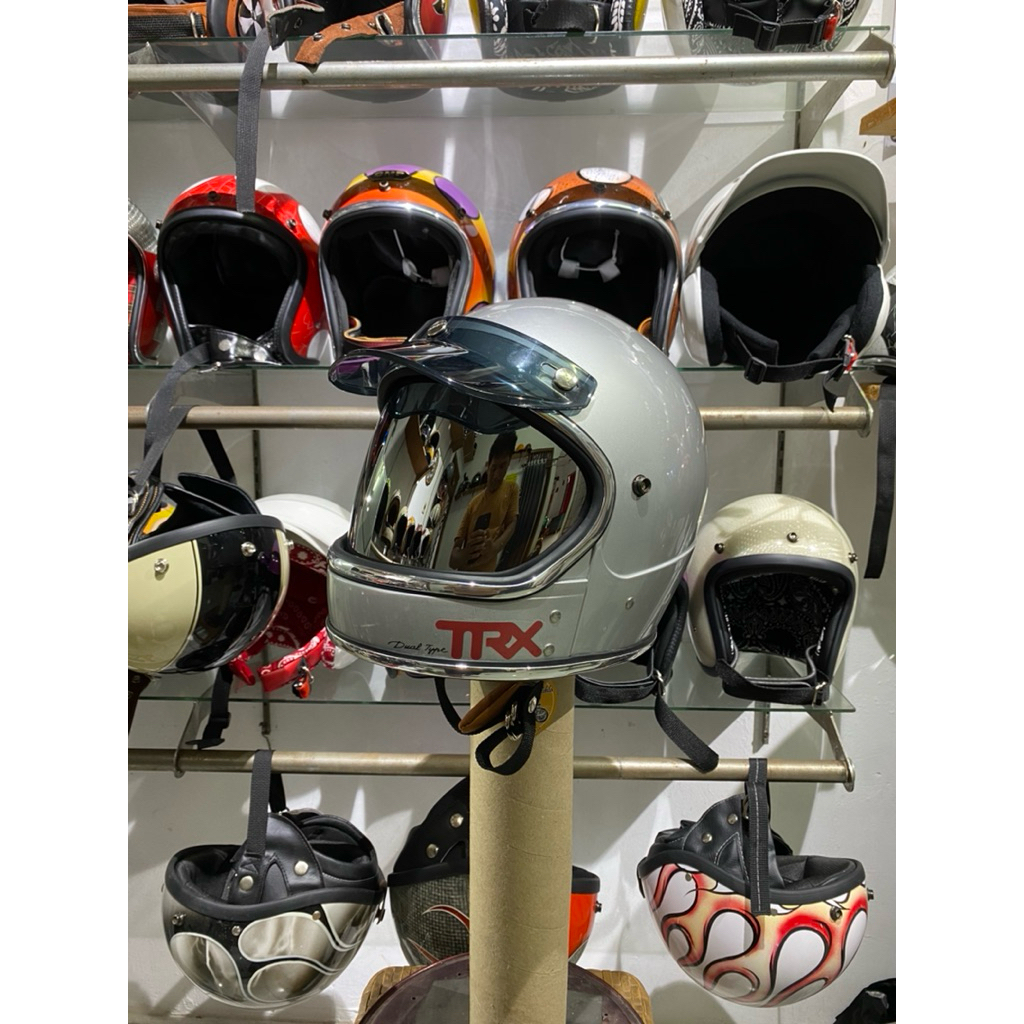 Jual Helm Trx silver custom kaca dalam | Shopee Indonesia