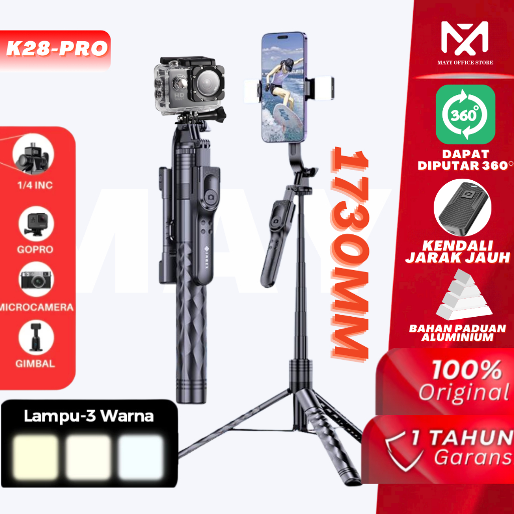 Jual Mayy official id K28Pro Tongsis Tripod Bluetooth 1.75m Fill light ...