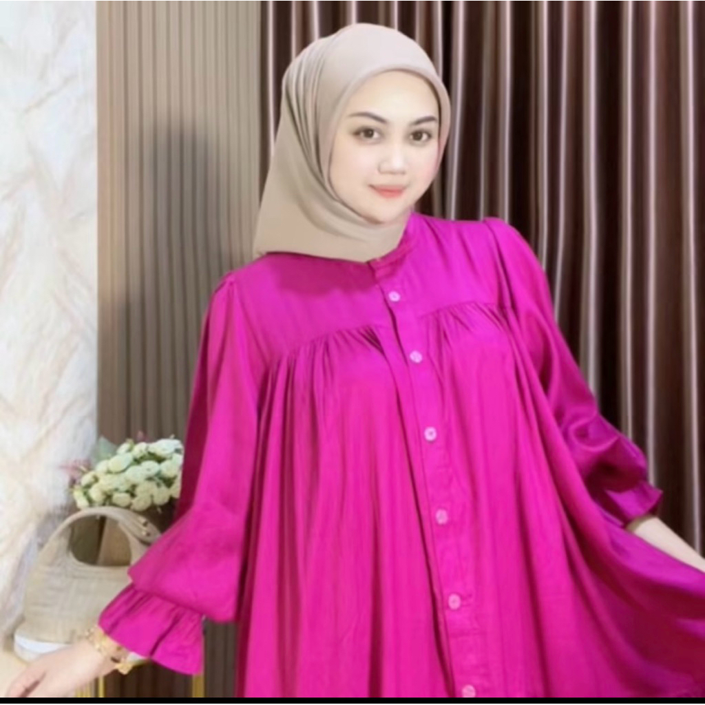 Jual GAMIS LENGAN BALON RAYON TWILL TERBARU | Shopee Indonesia