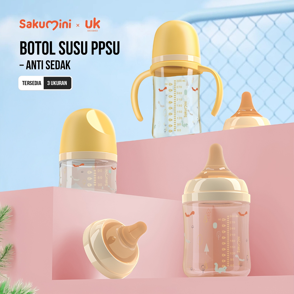 Jual Sakumini Baby Natural Milk Feeding Bottle PPSU Botol Susu Bayi Newborn | Shopee Indonesia