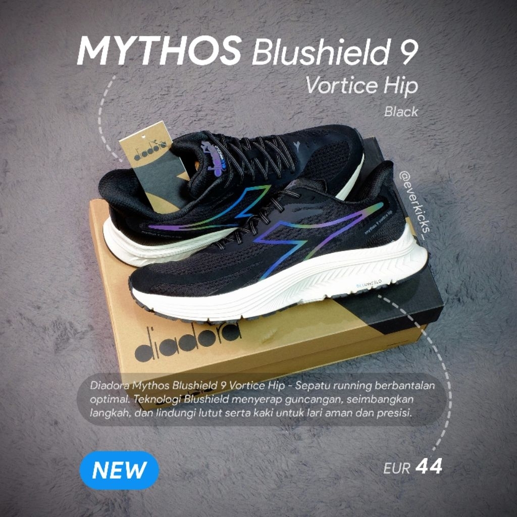 Jual Diadora Mythos Blushield 9 Vortice Hip - EUR 44 - Black - Pria ...
