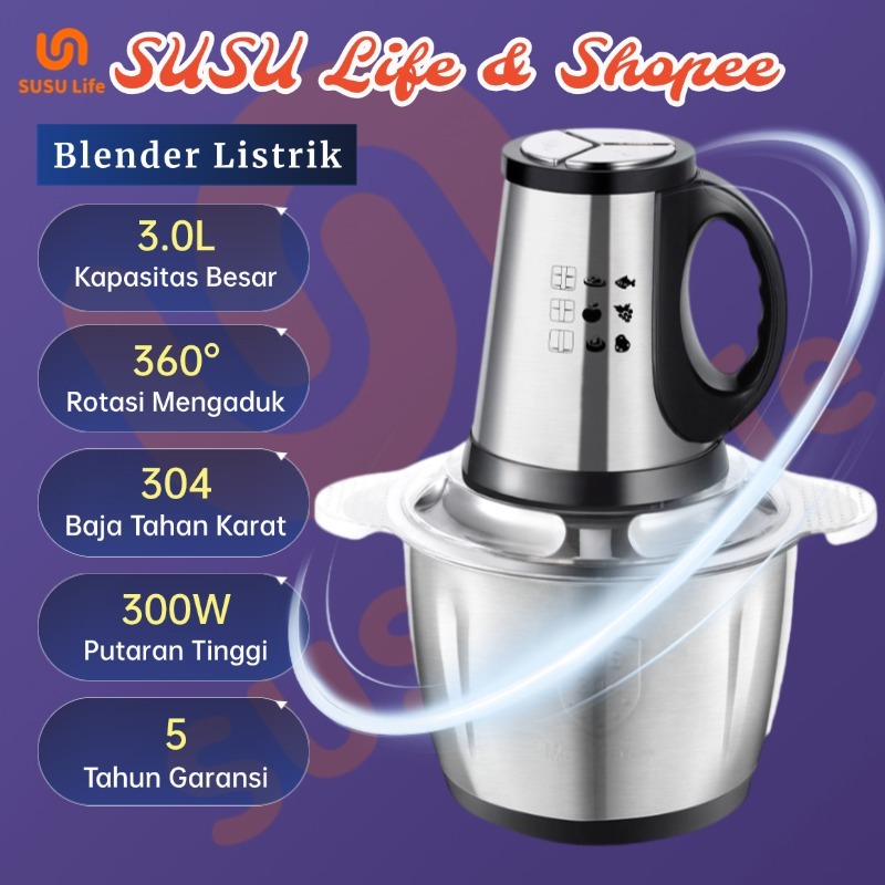 Jual Chopper Elektrik 300W｜Mesin Giling Daging & Blender Serbaguna｜Food ...