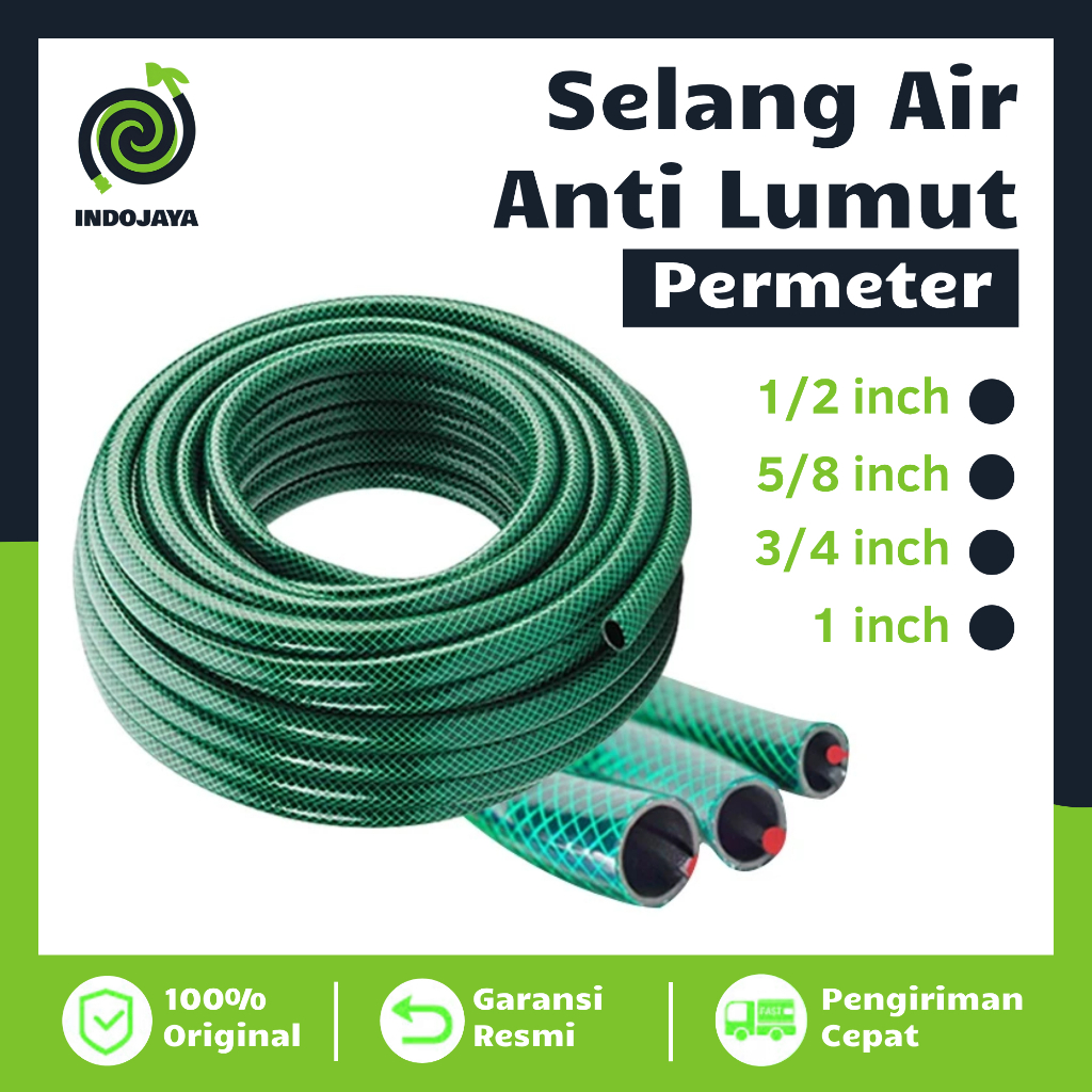 Jual SELANG INDO JAYA Selang Air 1/2 5/8 3/4 1 Inch Permeter Selang Air Anti Lumut Hijau Selang ...