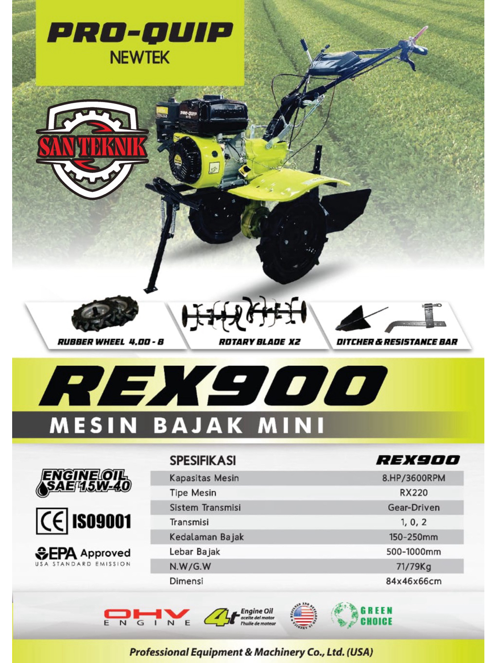 Jual PROQUIP Mesin Traktor Mini Cultivator PROQUIP REX900 8HP / Traktor ...