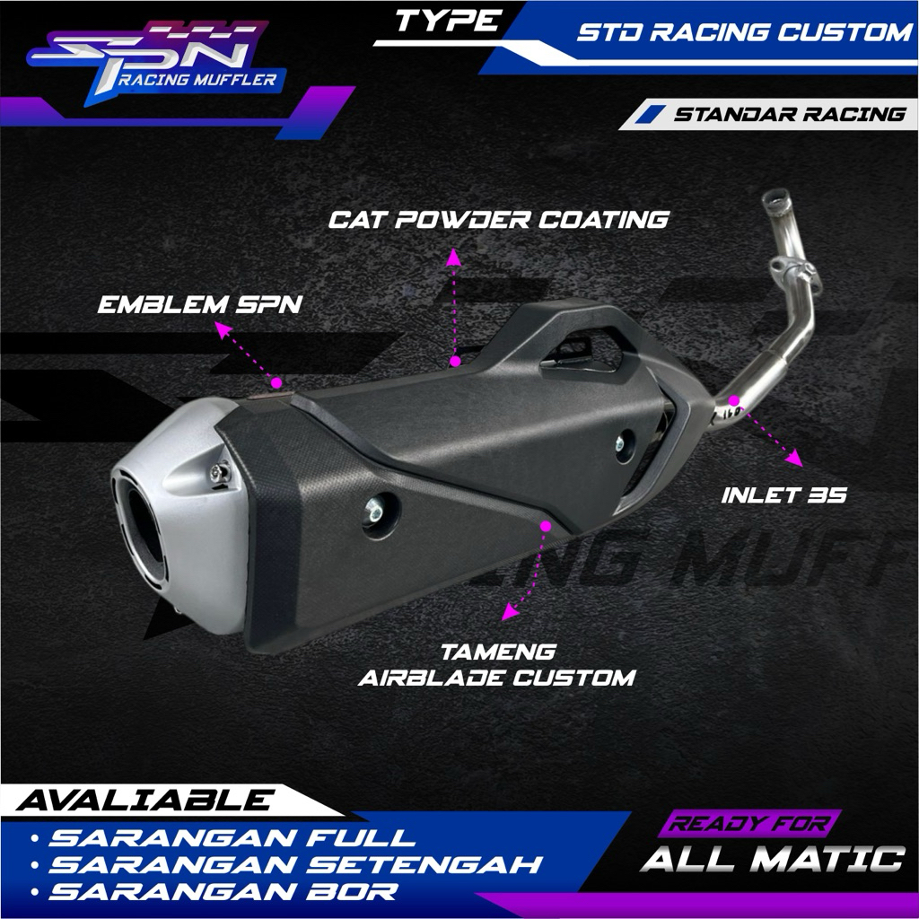 Jual KNALPOT STANDAR RACING CUSTOM ORIGINAL SPN RACING MUFFLER ...