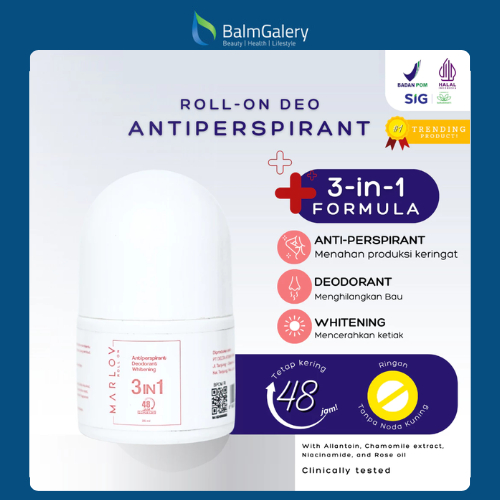 Jual MARLOV Antiperspirant Deodorant Whitening Roll On 3 in 1 Formula ...