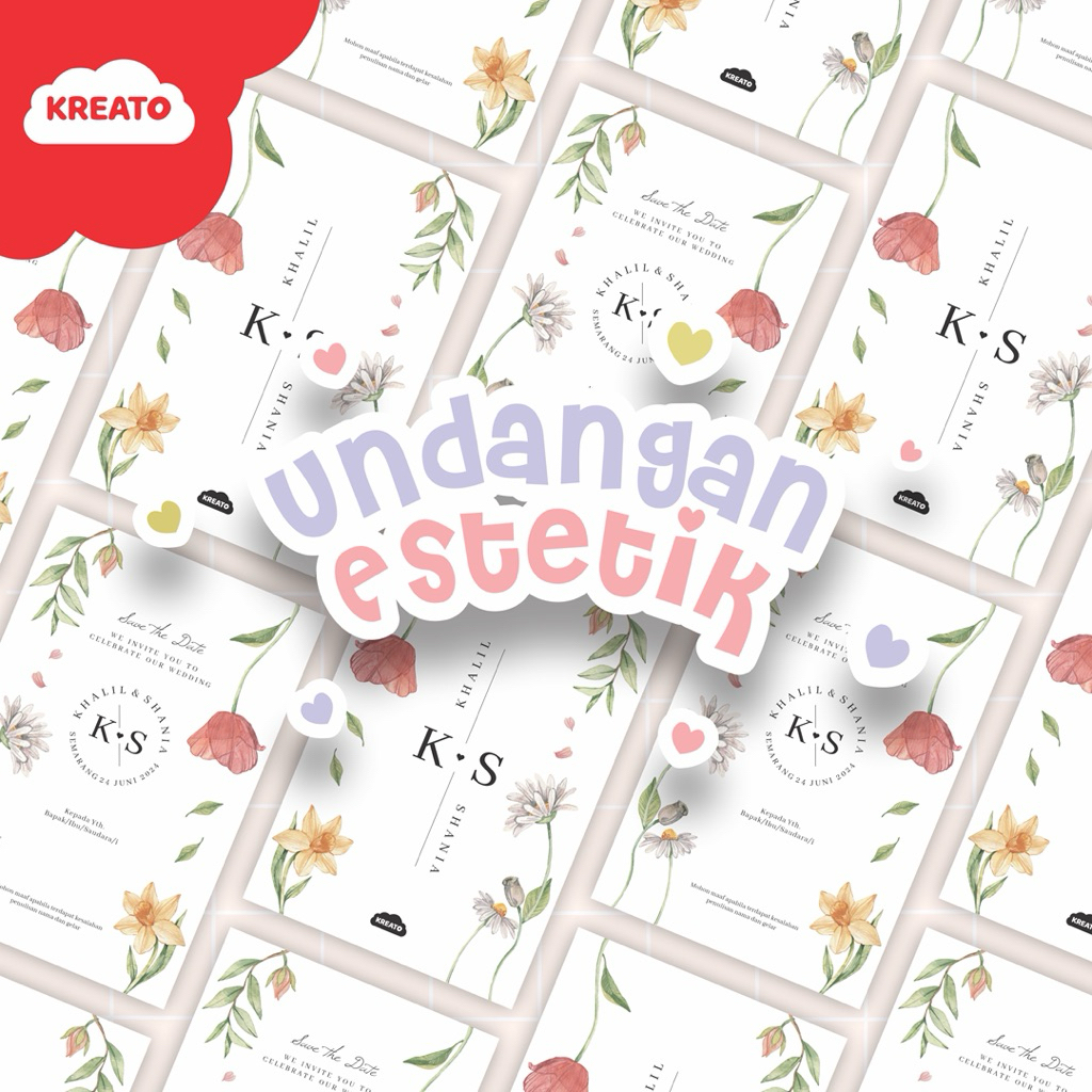 Jual Kreato Design - Undangan Floral Estetik Undangan Simple Undangan ...