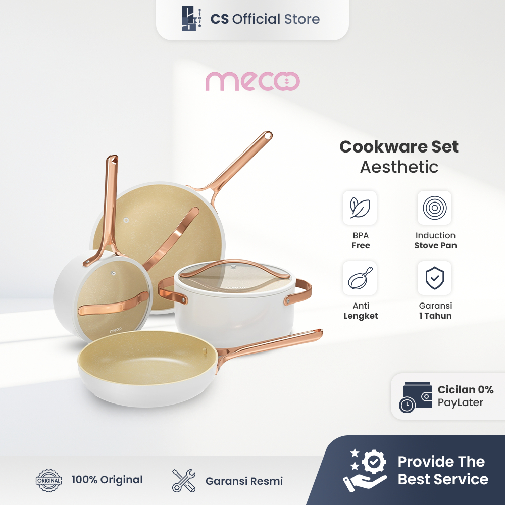 Jual MECOO Most Aesthetic Premium Non-stick Cookware 7 PCS Granit Anti ...