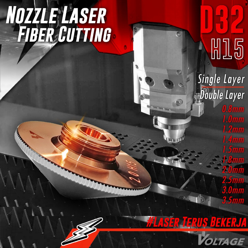 Jual Nozzle Laser Fiber Cutting Single Layer & Double Layer D32 M14 H15 ...