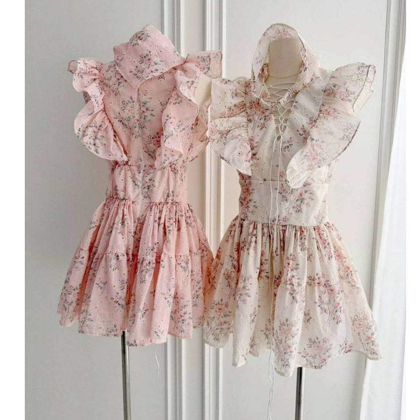 Jual Sassy | Dress Wanita Motif Bunga – Mini Dress Ruffle Import Cute ...