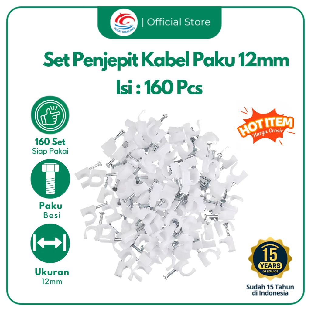 Jual Klem Kabel Listrik Plastik Putih 160 Pcs Paku Beton Ukuran 12mm ...
