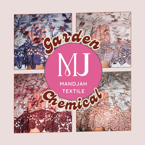 Jual Tulle Garden Chemical Bordir Tebal Dengan Pinggiran Chemical Motif ...