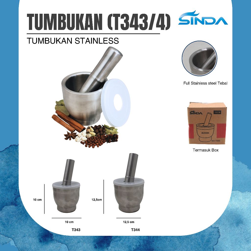 Jual Tumbukan Bumbu Bahan Stainless Include Kardus Type T343 Full Steel Tebal Termasuk Box 10cm ...