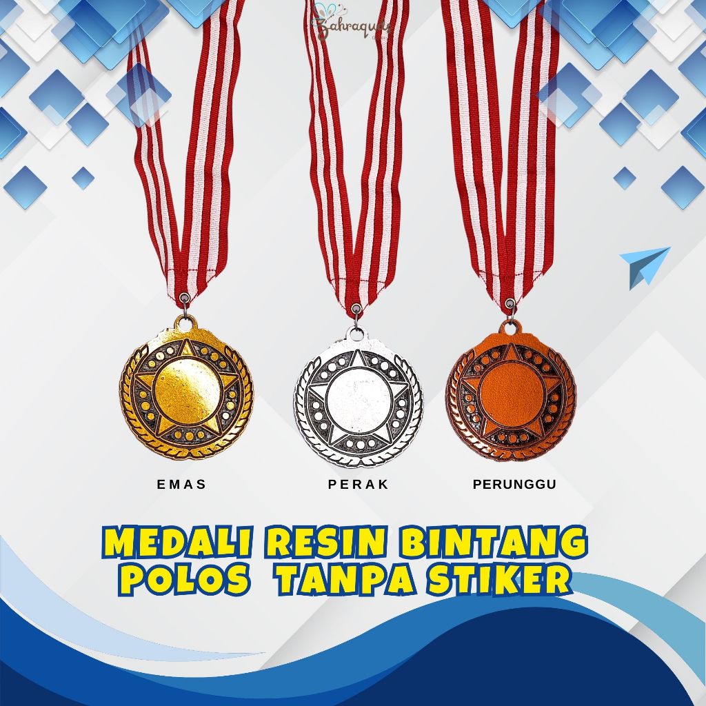 Jual Medali Bintang Emas Silver Bronze Plus Tali Merah Putih Medalion ...