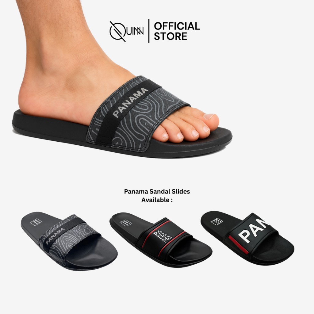 Jual Panama Sandal Slide Pria / Sendal Slip On Slop Slides Black ...