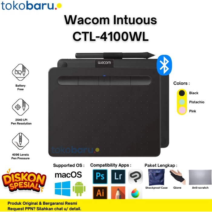 Jual Wacom Intuos Wireless Tablet Bluetooth CTL-4100WL | Shopee Indonesia