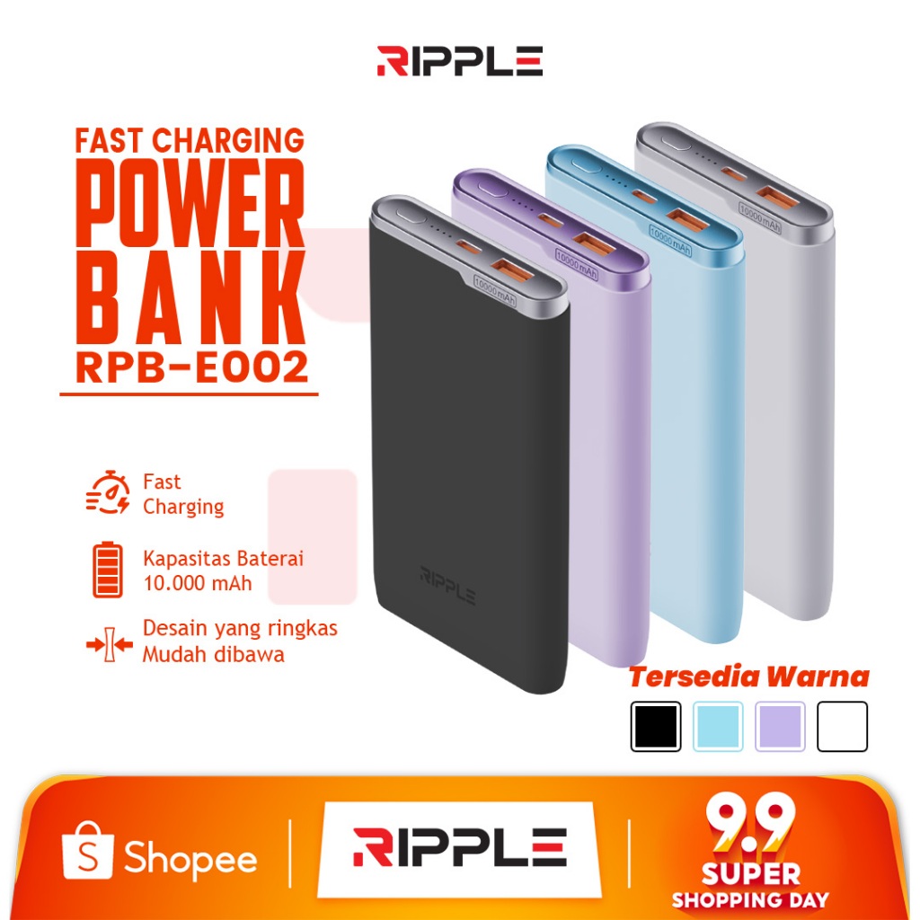 Jual 【NEW】Ripple Powerbank PD Fast Charging 10000mAh thin Power Bank ...
