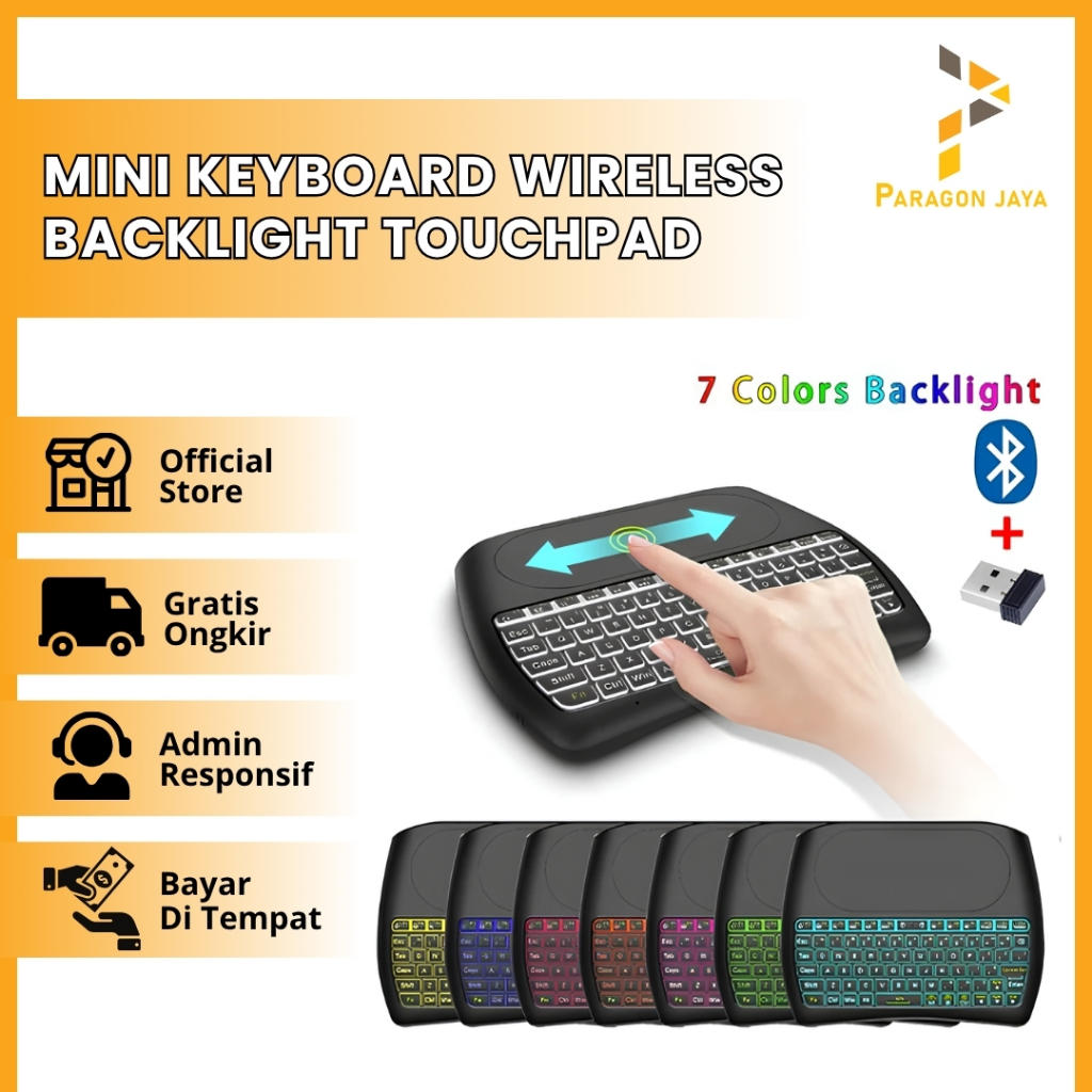 Jual Mini Keyboard Wireless Backlight Touchpad Qwerty D8 Mini 2.4Ghz ...