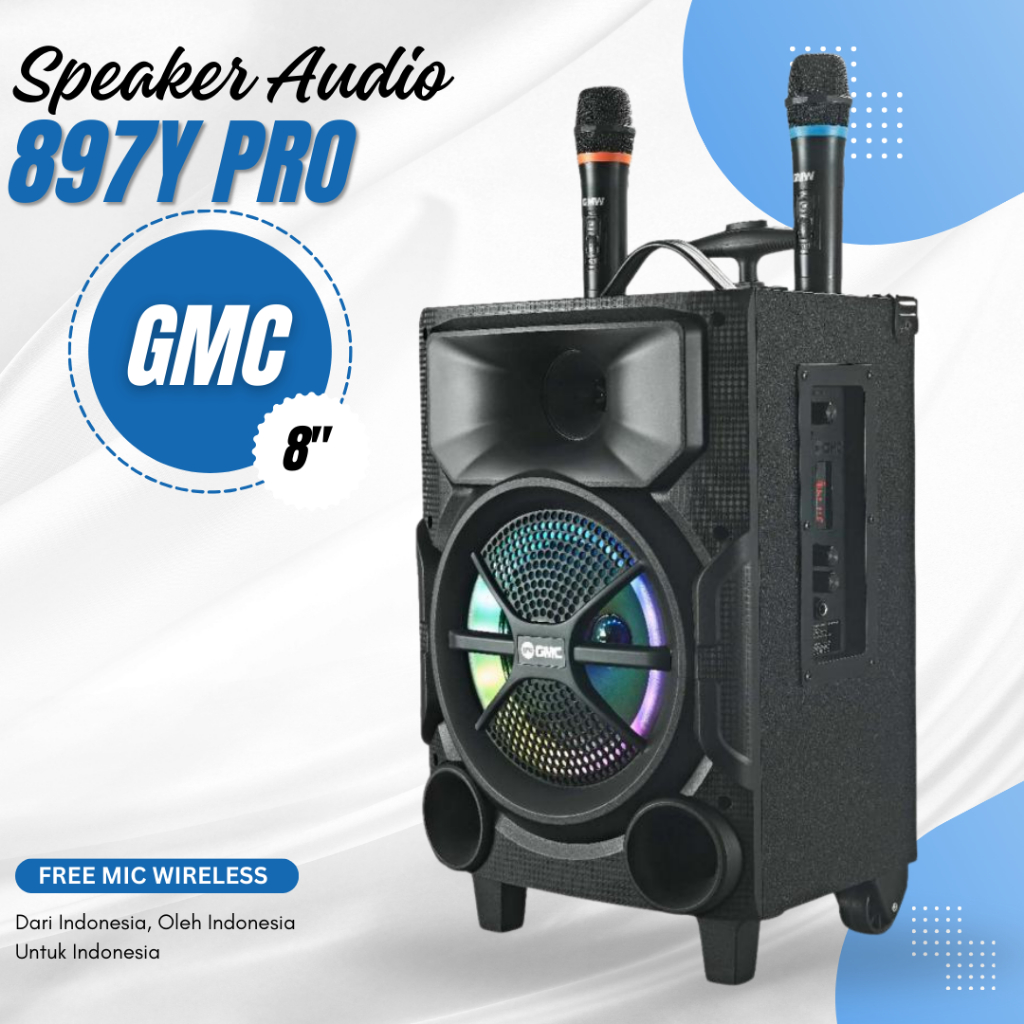 Jual Speaker Aktif GMC 897Y Pro | Speaker Portable 8 Inch + 2 Mic ...