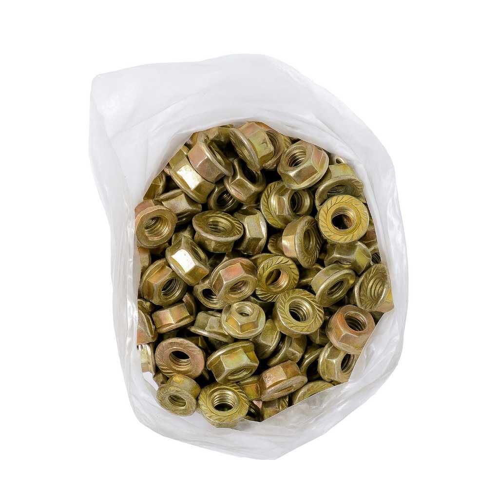 Jual Mur flange M6 kunci 10 kuning flange nut 6mm harga 10pcs | Shopee ...