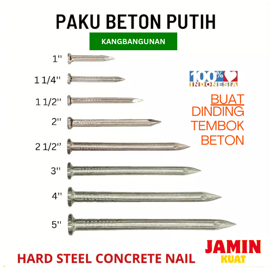 Jual [HARGA PER KOTAK]Paku Tembok Dinding Paku Beton Baja Putih White ...