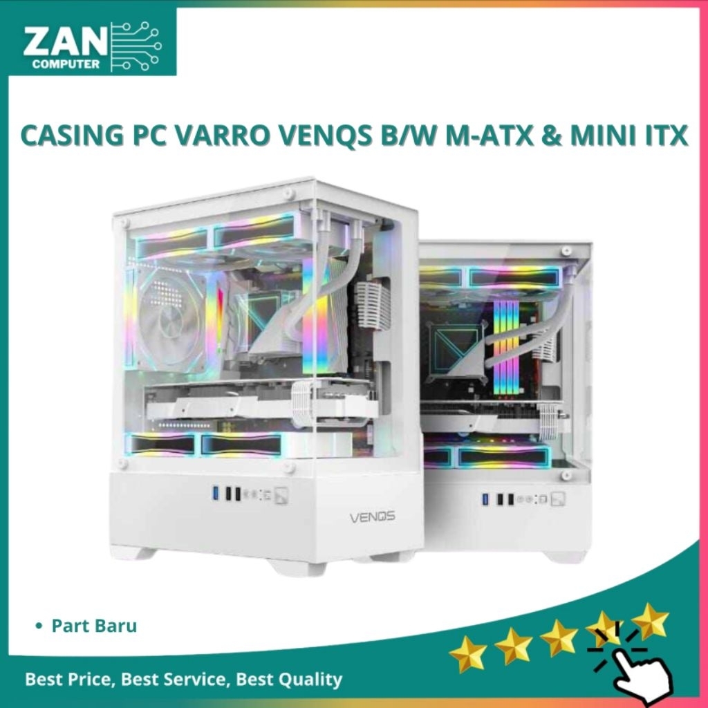 Jual Casing Pc Varro Prime Venos / Casing Komputer Gaming White / Black ...