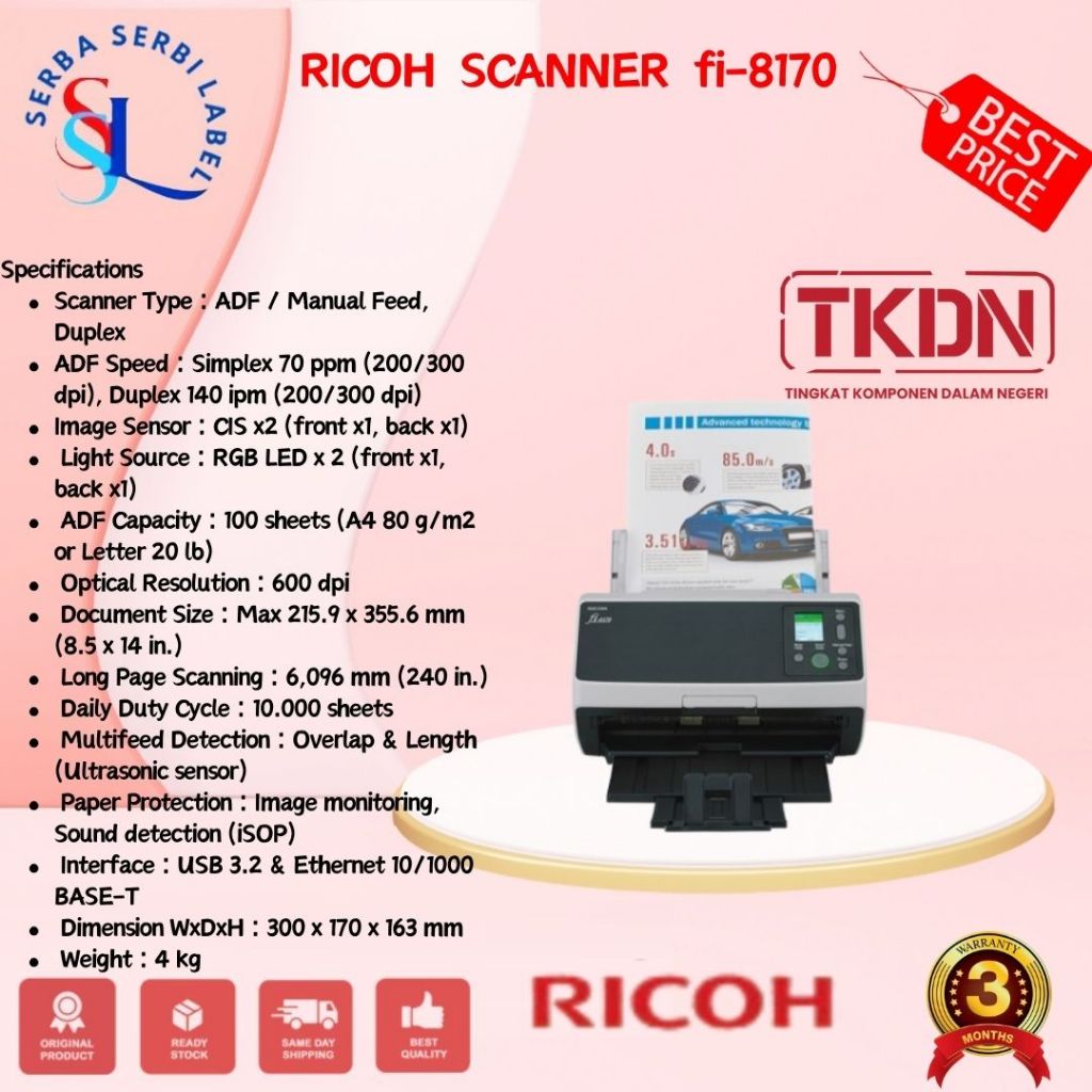 Jual RICOH Scanner TKDN fi-8270 Flatbed Scanner F4 70ppm |- Scanner ...