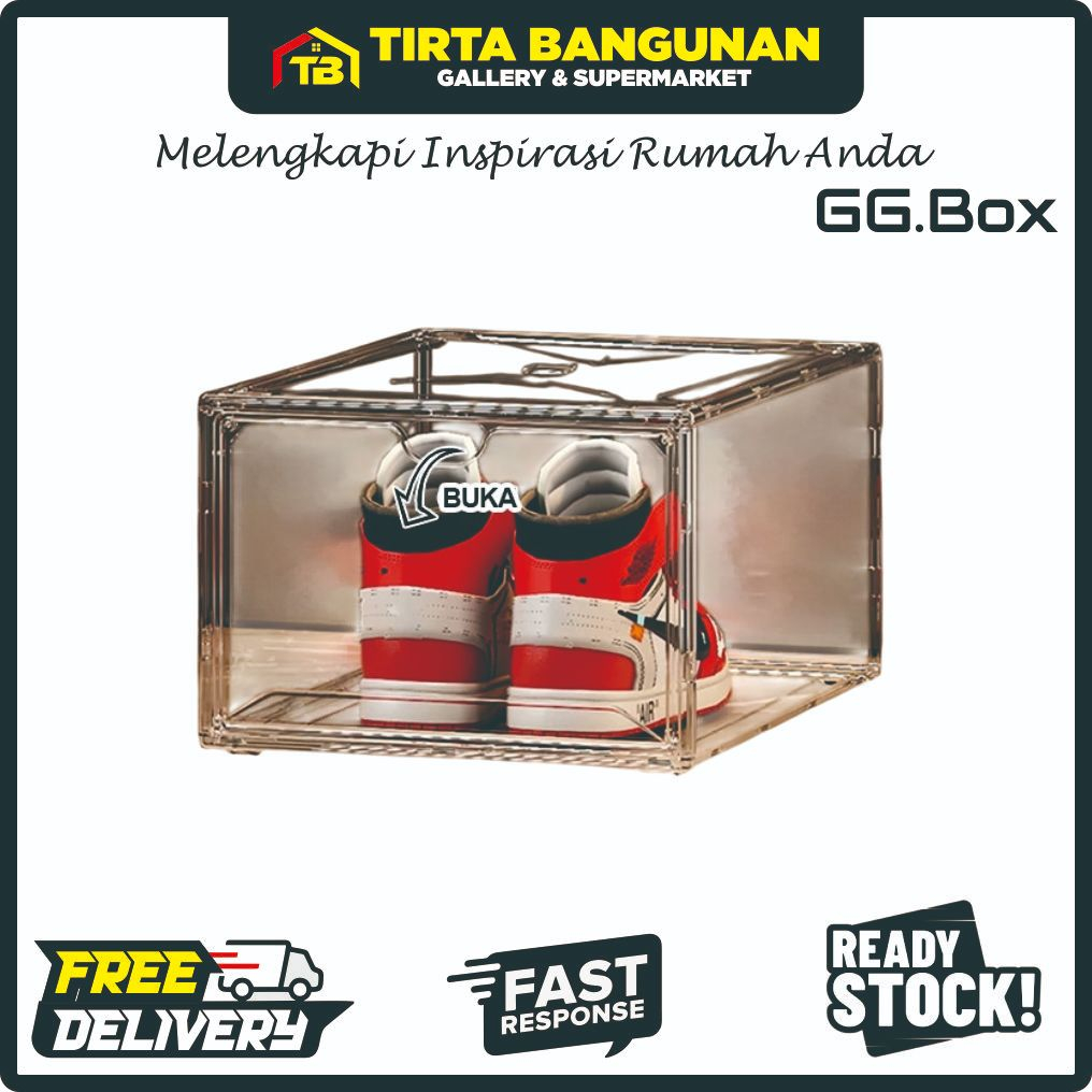 Jual GG.BOX Kotak Sepatu Akrilik Transparan Single Buka Depan Buka ...
