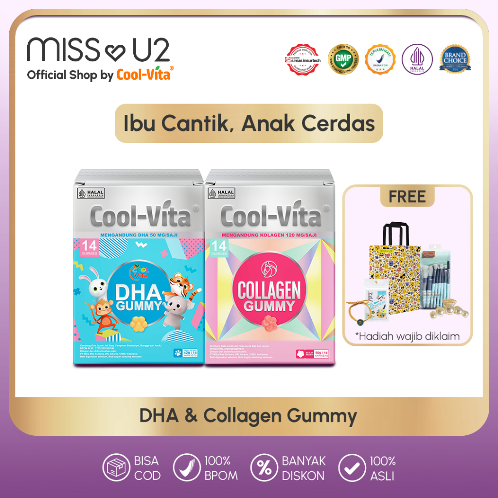 Jual COOLVITA ORIGINAL Bundling 1 Box DHA Gummy & 1 Box Collagen Gummy Rasa Jeruk Bali dan Lemon ...