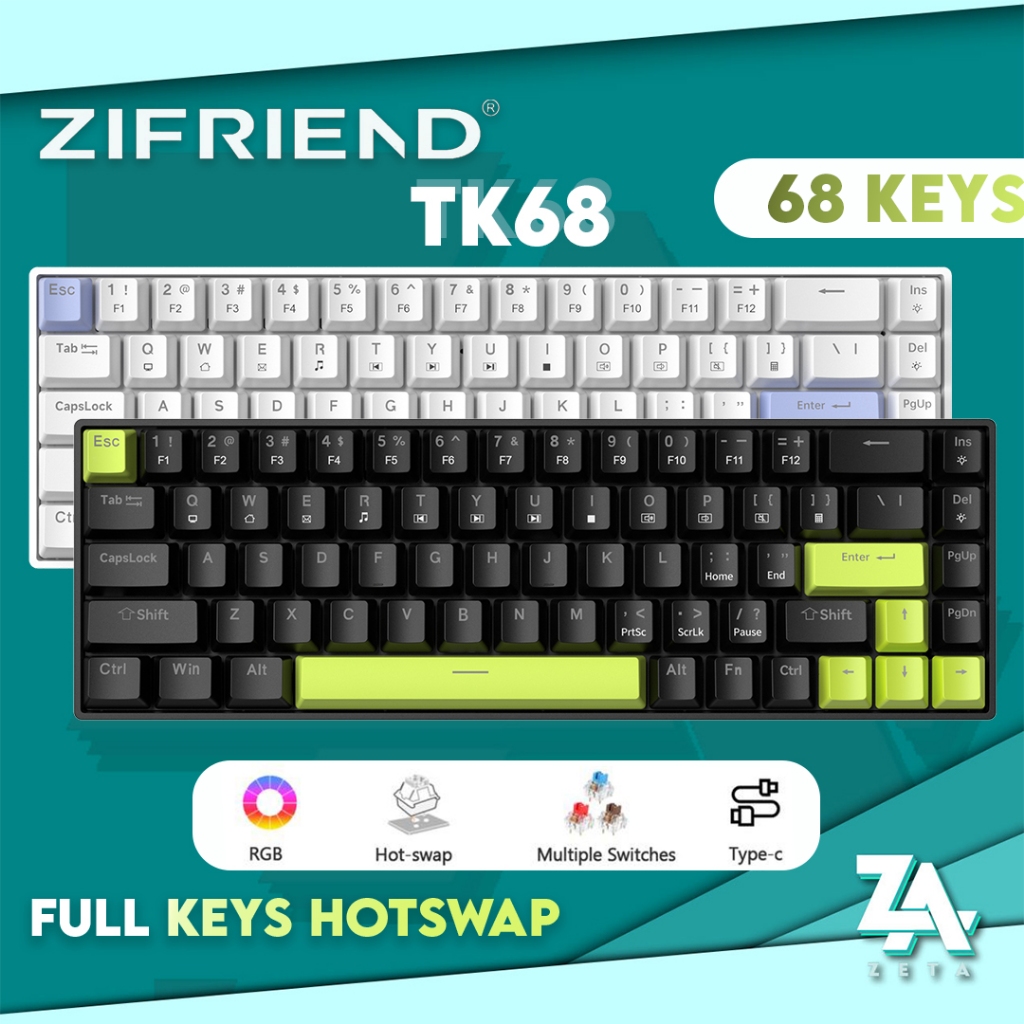 Jual ZIFRIEND TK68 Mechanical Gaming Keyboard 68 Keys 60% Keyboard Mechanical Layout RGB Backlit ...