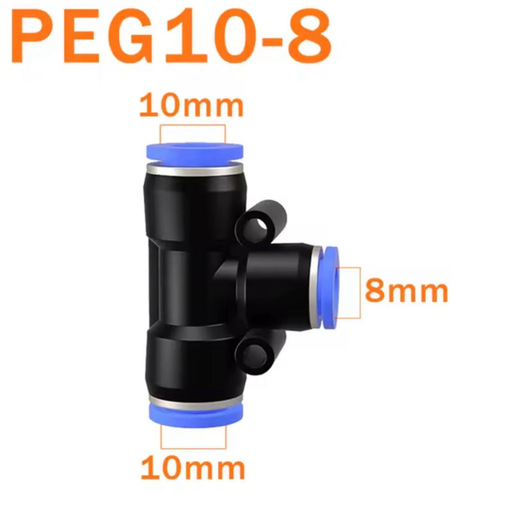 Jual PEG 10-8 Pneumatic Fitting Tee 10mm x 8mm x 10mm | Shopee Indonesia