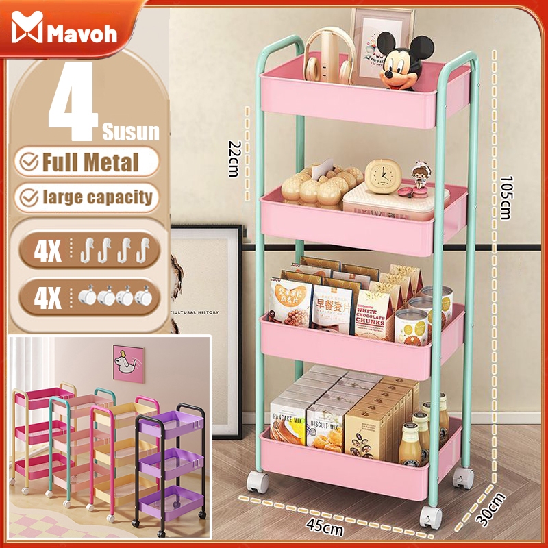 Jual Rak Penyimpanan Troli 4 Tingkat/3 Tingkat Trolly Rak Penyimpanan ...