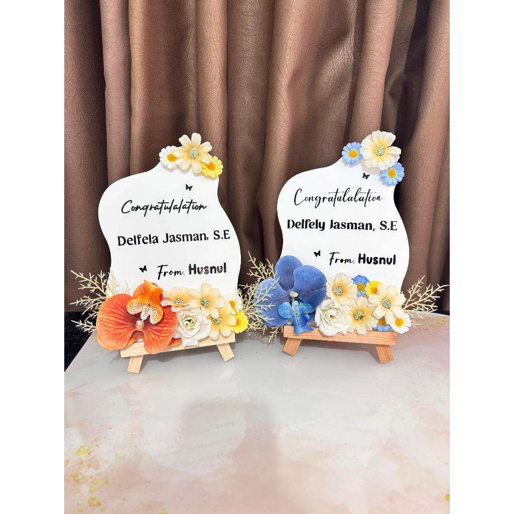 Jual (GIFT) SIAP KIRIM PAPAN BUNGA AKRILIK MINI STANDING AKRILIK HIASAN ...
