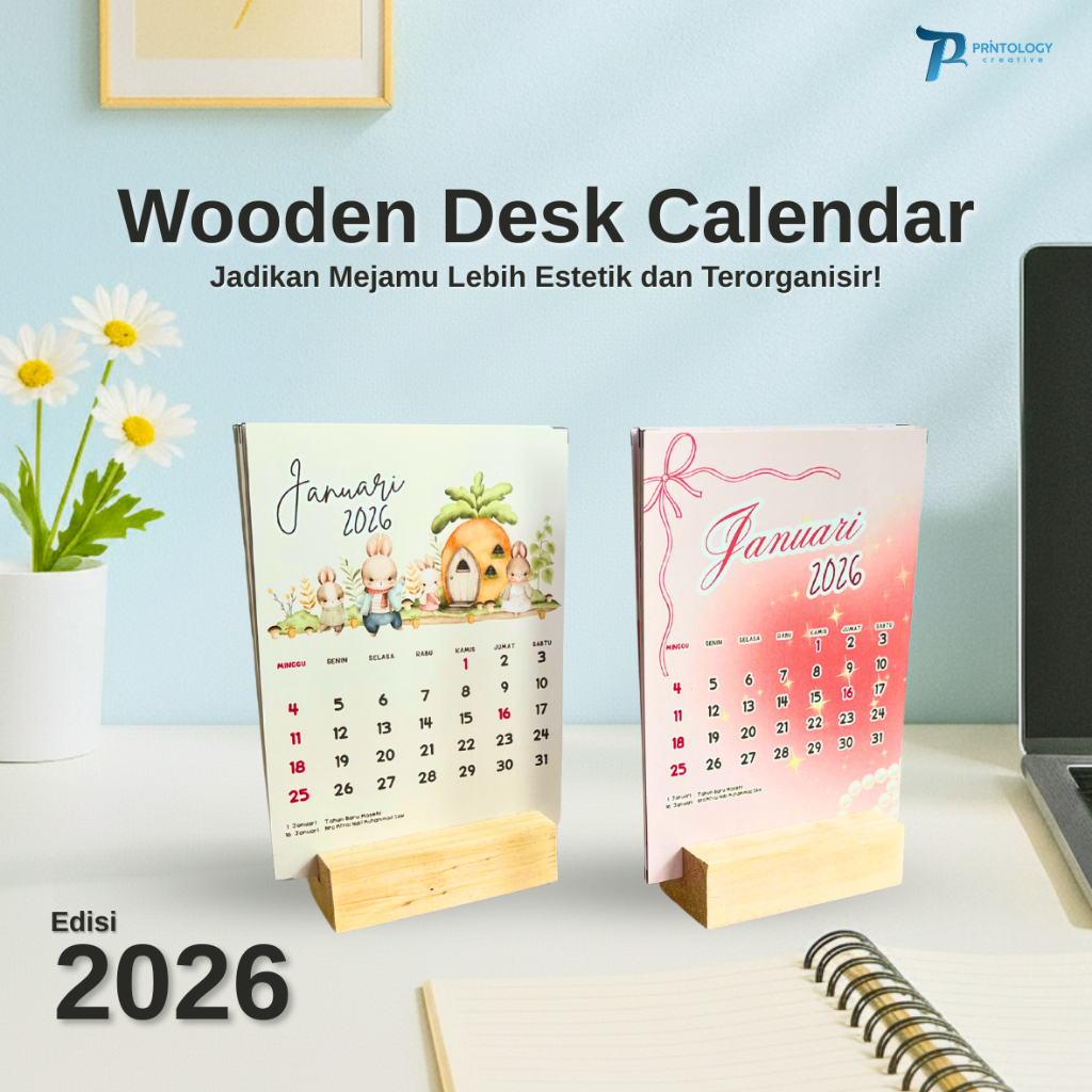 Jual Kalender 2026 Estetik WDC Kalender Meja Minimalis Wooden Calendar ...