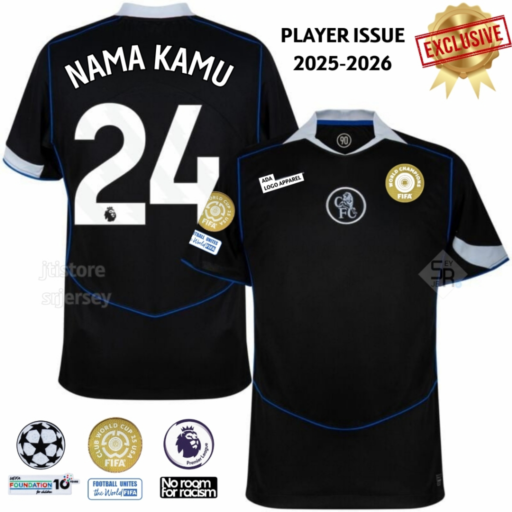 Jual PLAYER ISSUE Jersey Chls 3rd 2025 2026 Baju Bola Third Hitam Full ...