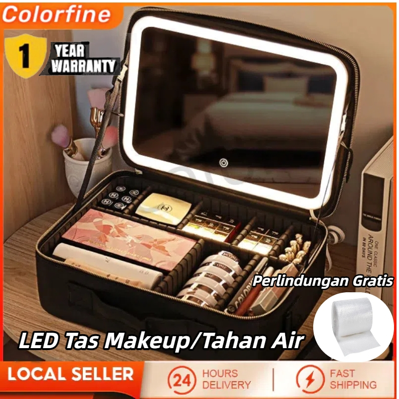 Jual 【COD】Tas Kosmetik dengan Cermin Lampu LED Tas Makeup Beauty Case ...