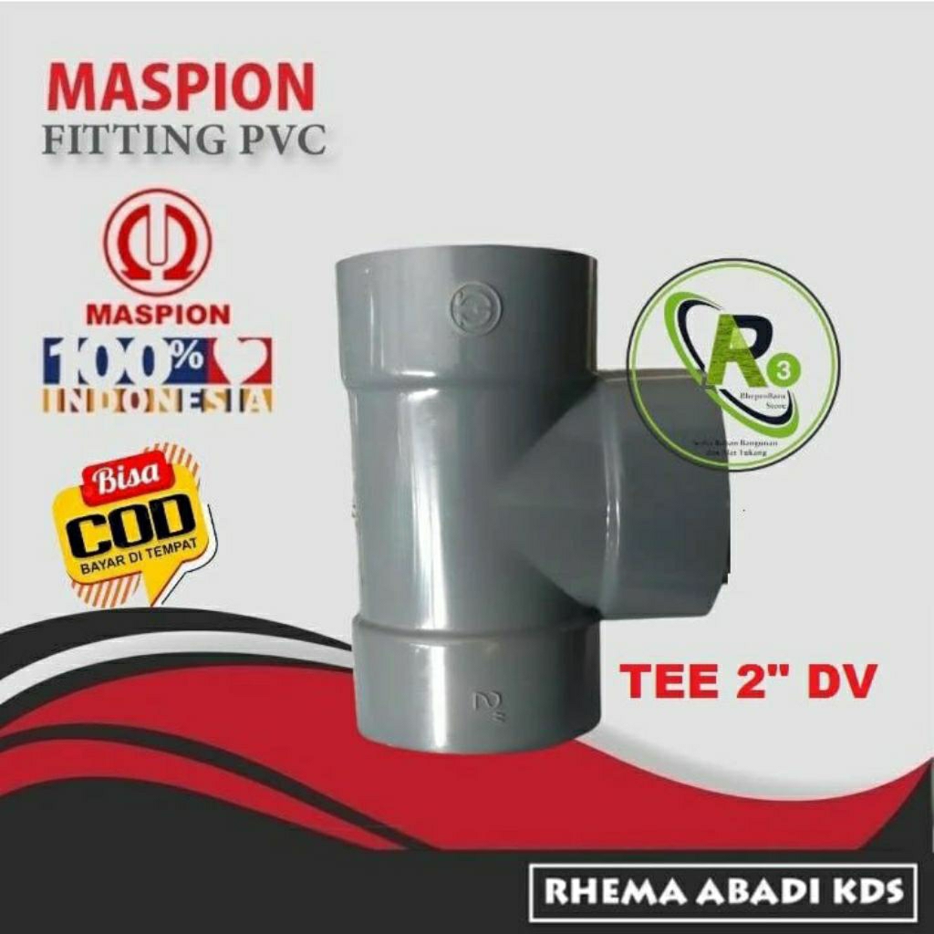 Jual Sambungan Pralon Pipa Pvc - Tee Te T - 2" inch MASPION DV | Shopee ...