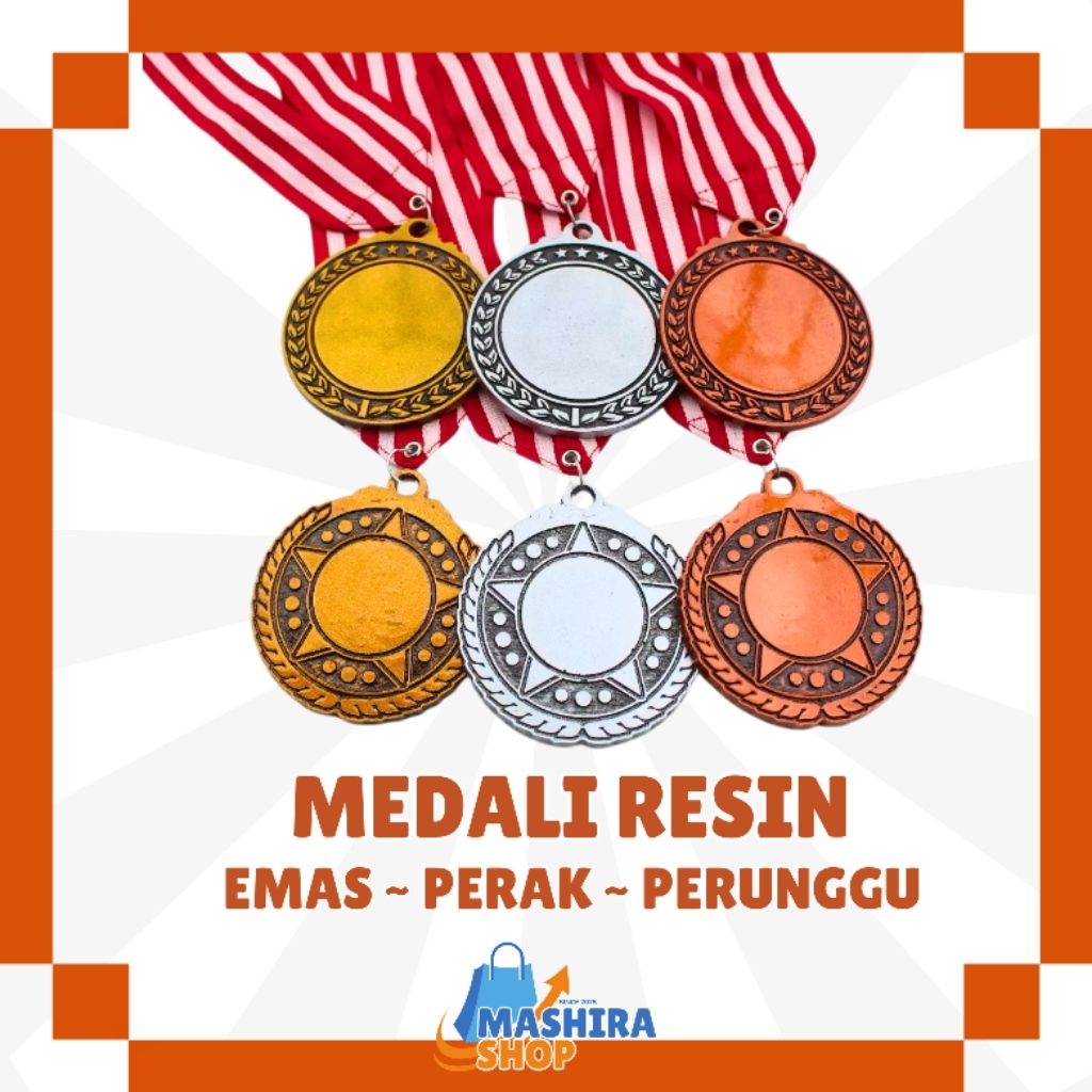 Jual Medali Warna Emas Perak Perunggu Plus Tali Merah Putih Medalion ...